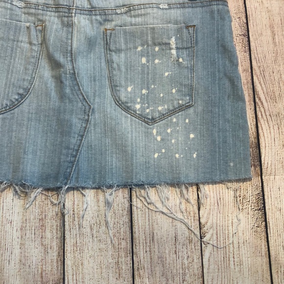 Red Rivet | Skirts | Red Robert Distressed Bleach Washed Jean Skirt ...